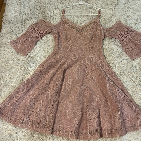 City Triangles | Dresses | Shoulderless Baby Pink Lace City Triangle ...